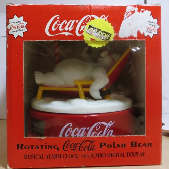 Toys | Coca Cola Rotating Polar Bear Musical Alarm Clock Brand New Vtg ...